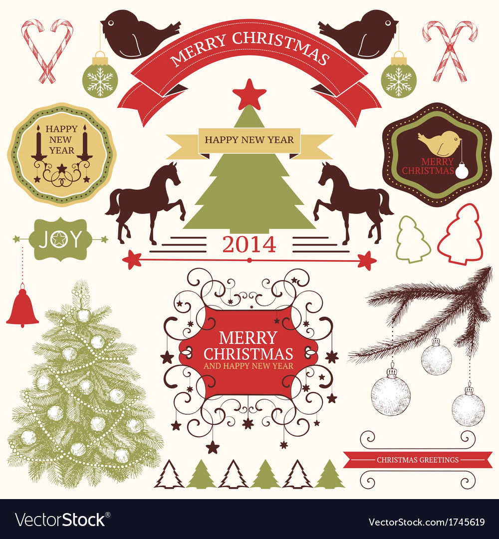 Collection of christmas design elements Royalty Free Vector