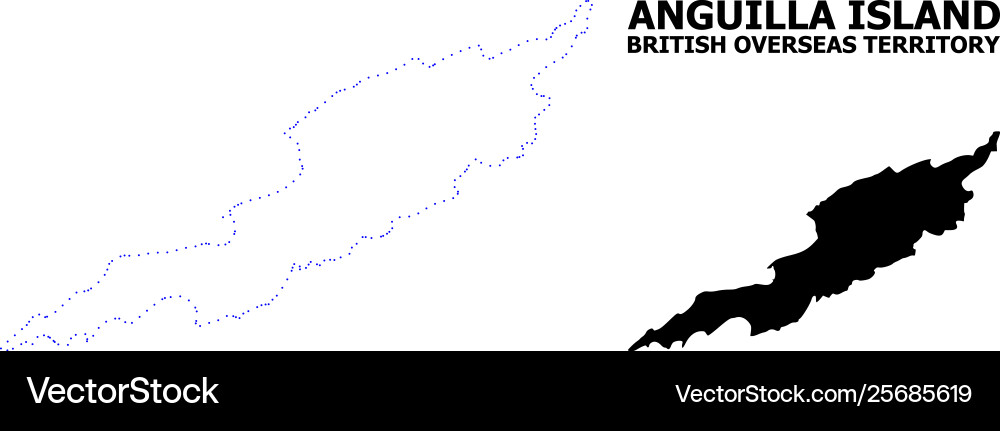 Contour dotted map anguilla island Royalty Free Vector Image