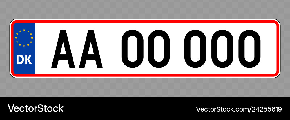 Danish Vehicle Number Plate Royalty Free Vector Image
