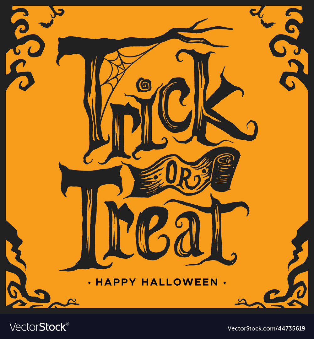 Trick treat lettering white black design Vector Image Trick treat lettering white black design Vector Image