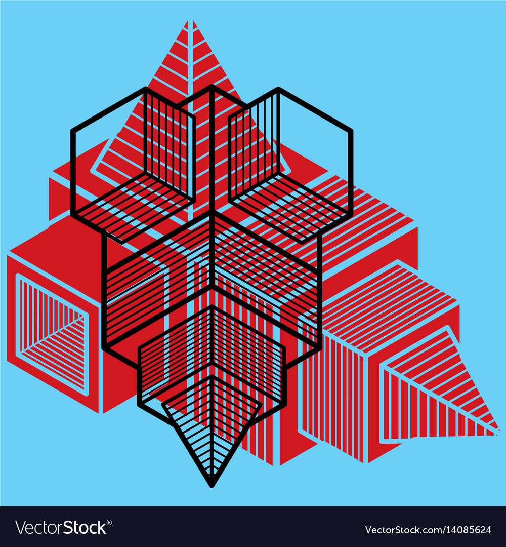 3d engineering abstract shape made using cubes Vector Image