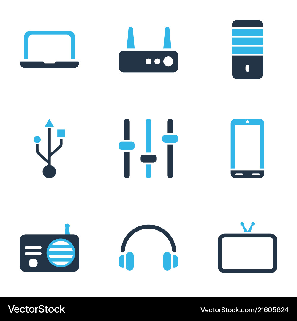 Device icons colored set with router headphone Vector Image