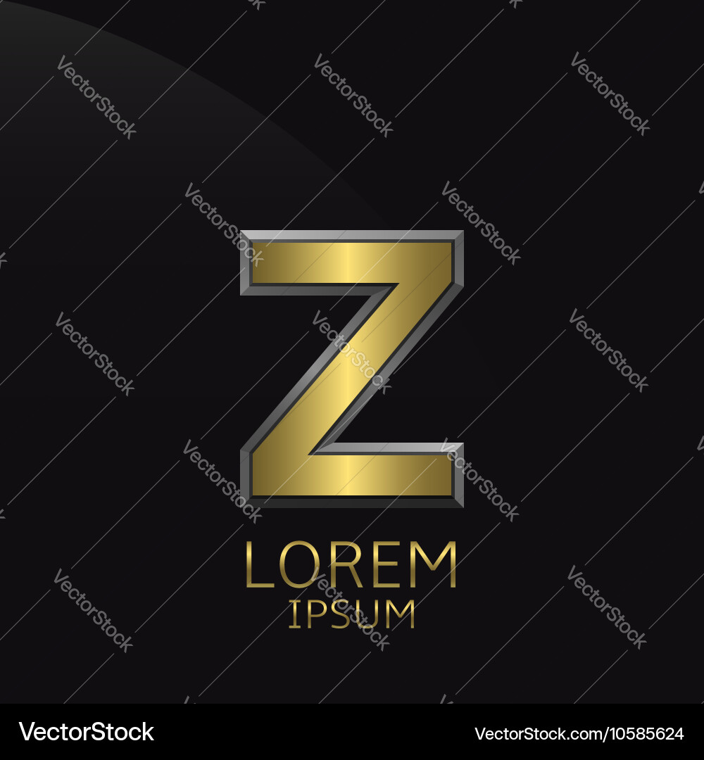 Golden z letter emblem Royalty Free Vector Image