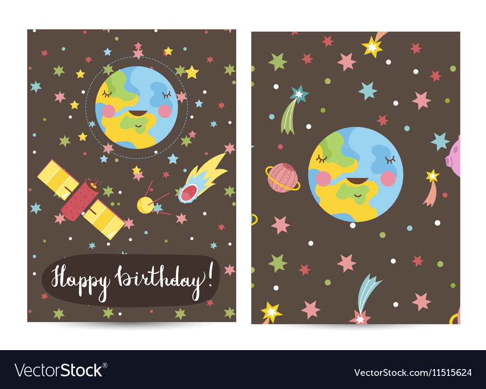 Happy Birthday Cartoon Greeting Card Royalty Free Vector