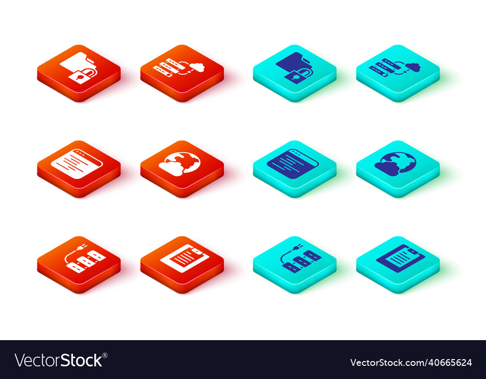 Set server server data report software social Vector Image Set server server data report software social Vector Image