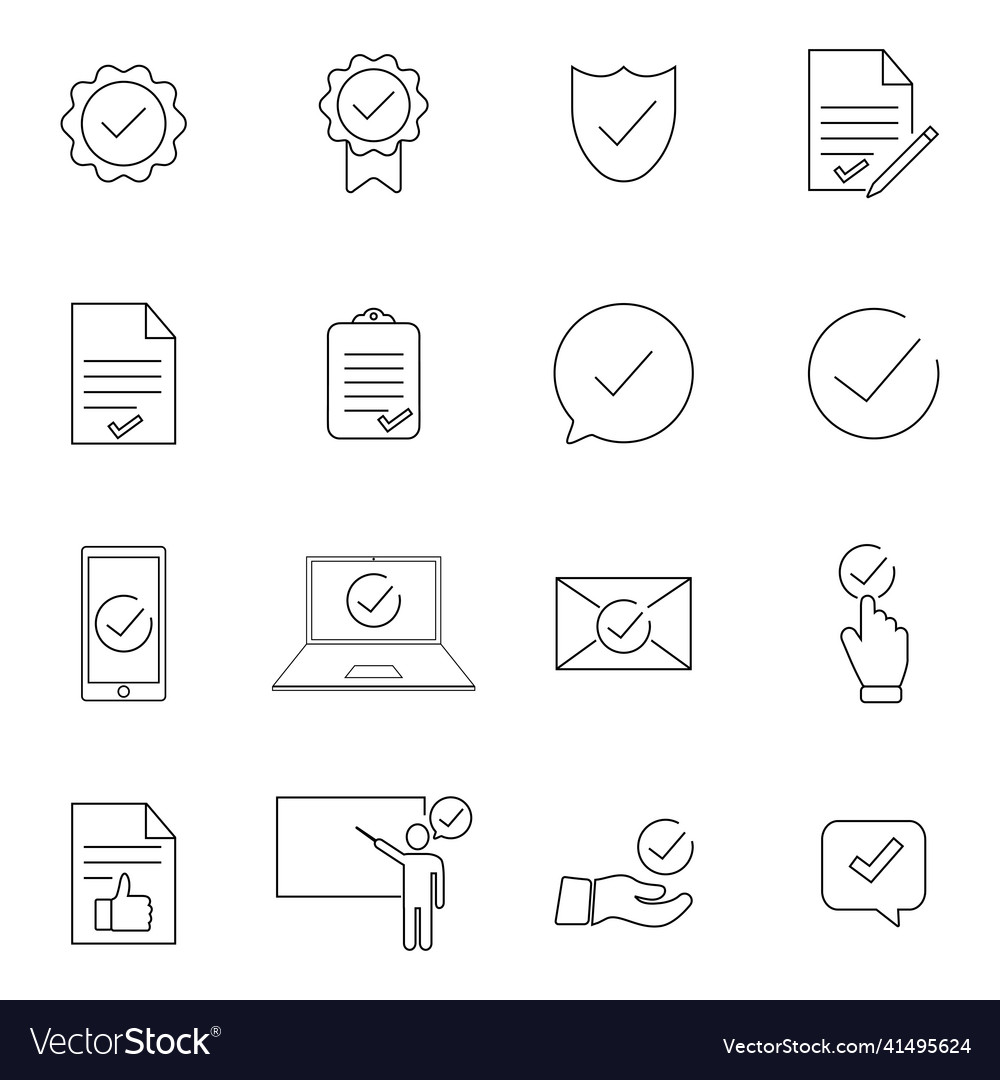 Simple set of approve related line icons contains Vector Image Simple set of approve related line icons contains Vector Image