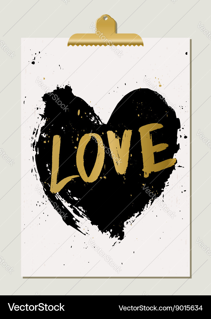 Black heart love poster Royalty Free Vector Image