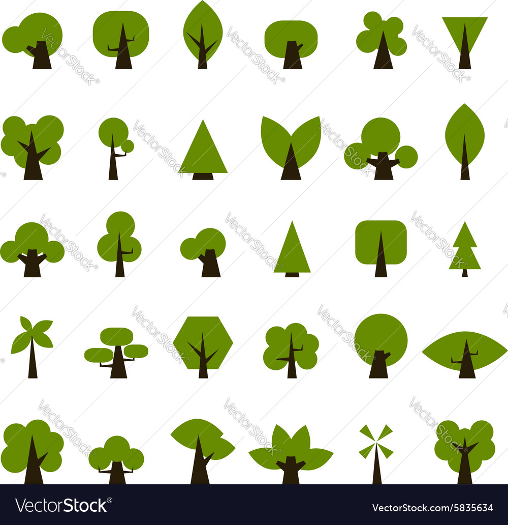 Set of green tree icons for your design Royalty Free Vector