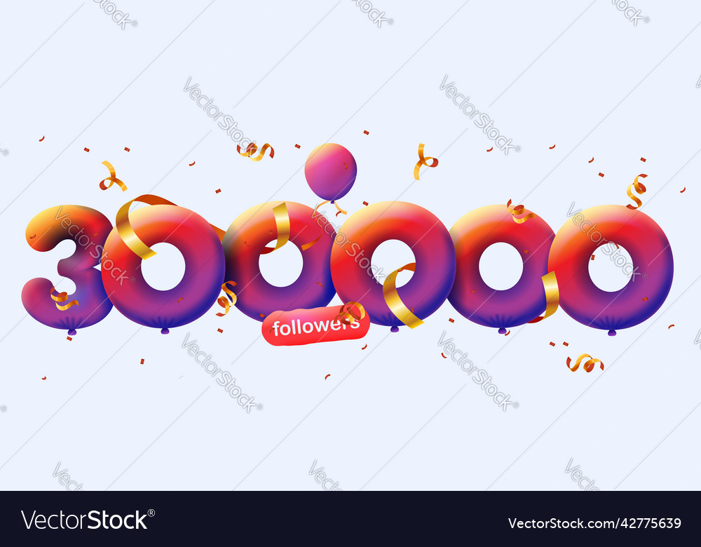 Banner with 300000 followers thank you in form Vector Image Banner with 300000 followers thank you in form Vector Image