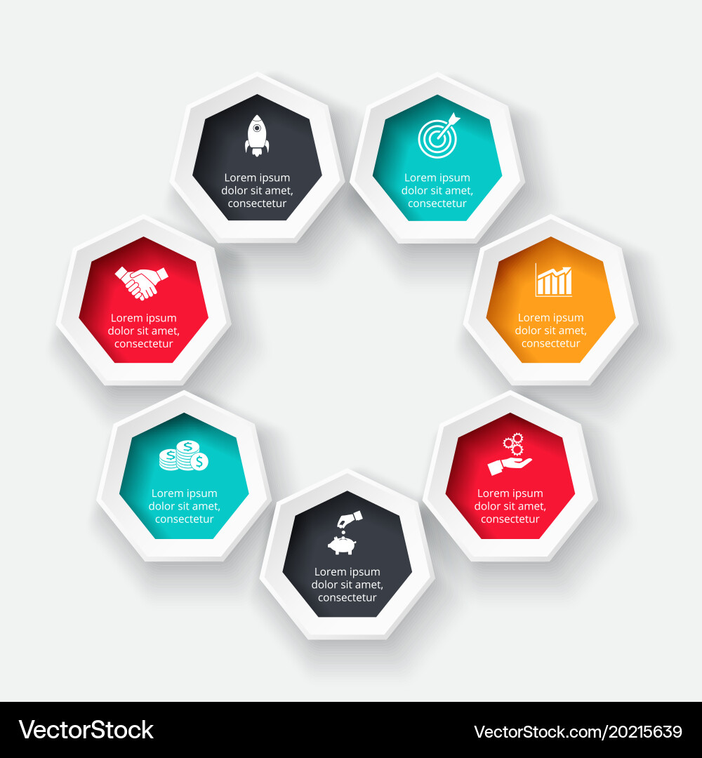Heptagon for infographic Royalty Free Vector Image