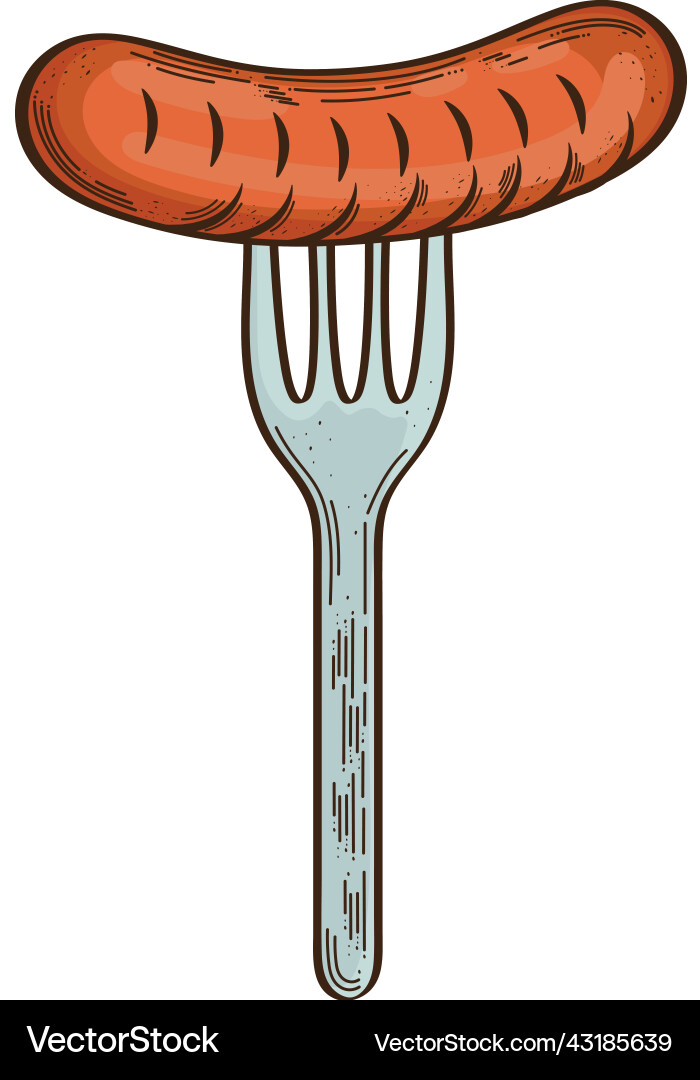 Sausage in fork Royalty Free Vector Image - VectorStock
