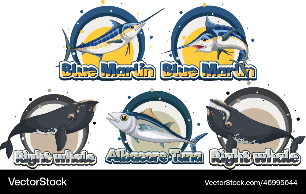 Aquatic animals cartoon collection Royalty Free Vector Image