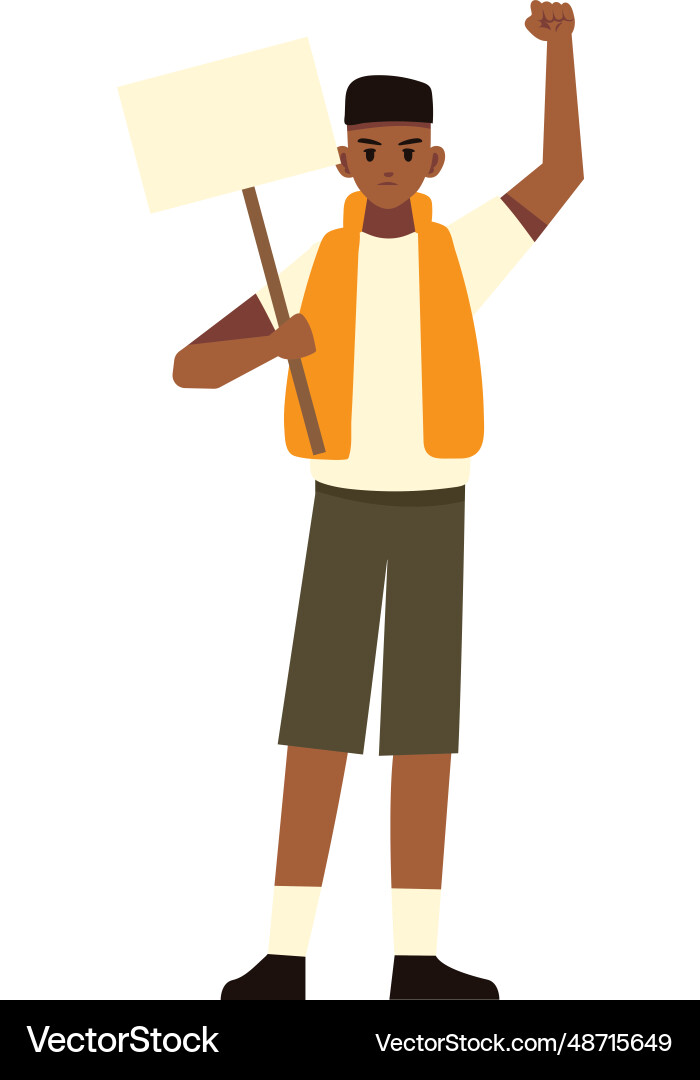 Activist boy with banner Royalty Free Vector Image
