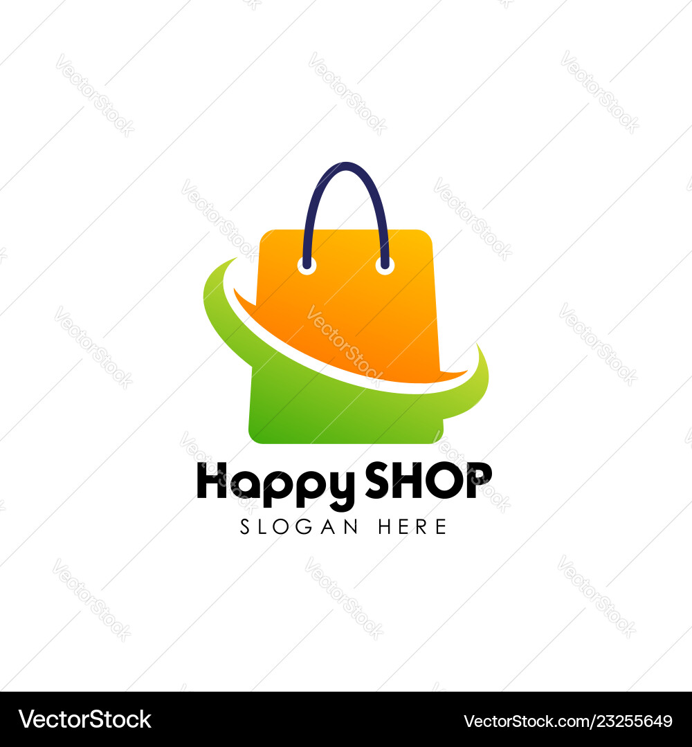 Happy shop logo design template shopping Vector Image
