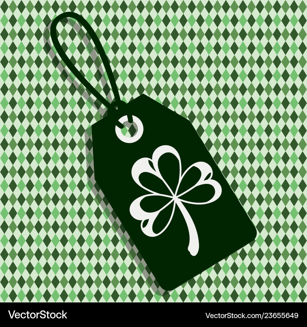 Saint patricks day tag hanging with green Vector Image