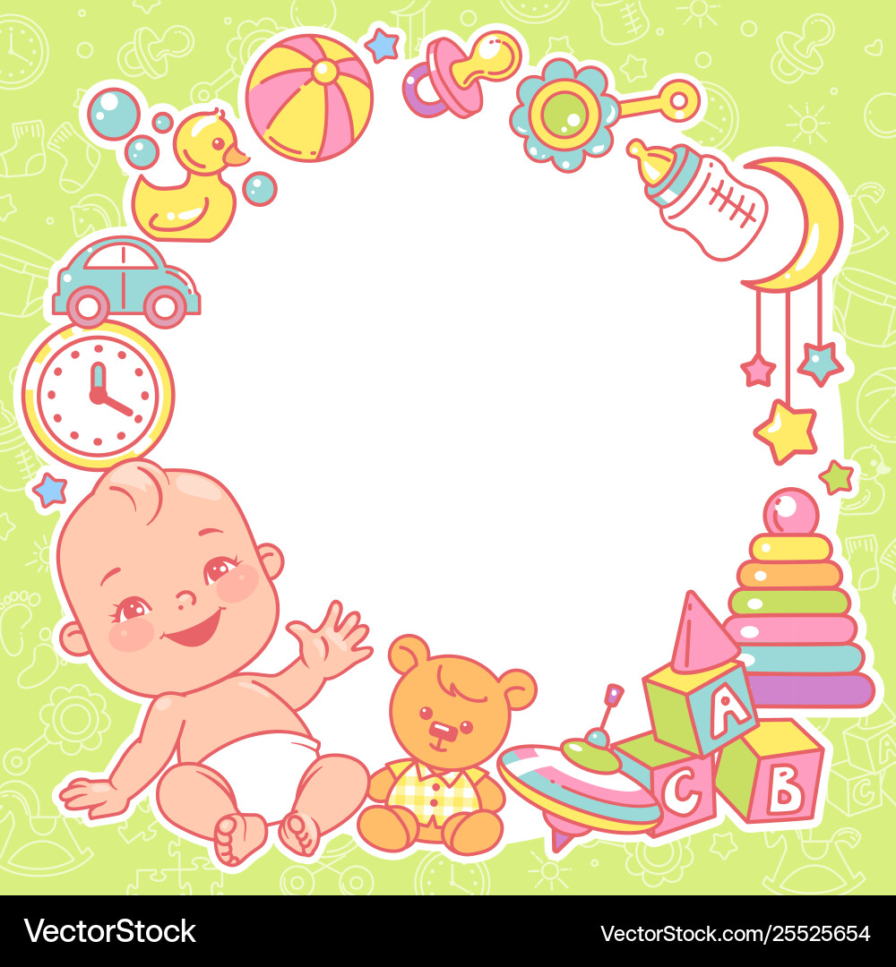 Bashower design template baboy with toy Royalty Free Vector