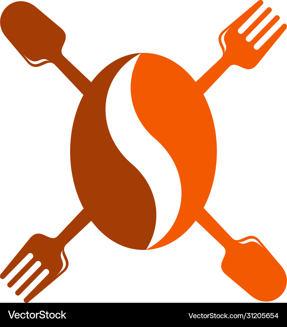 Coffee bean spoon fork food design symbol logo Vector Image