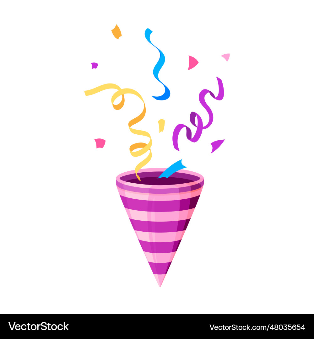 Party popper confetti clapper cracker burst flat Vector Image