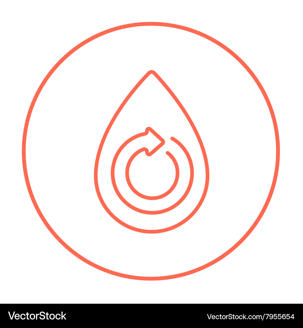 Water drop with circular arrow line icon Vector Image
