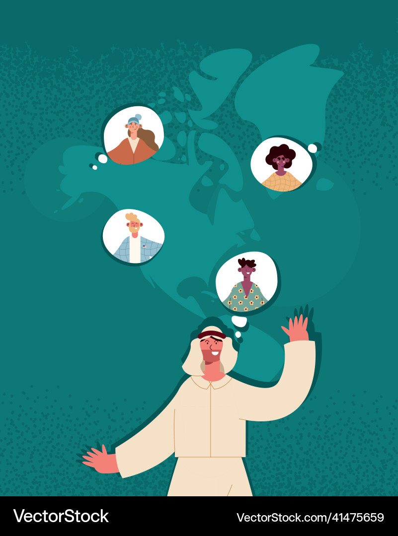 Arabic man with map Royalty Free Vector Image - VectorStock