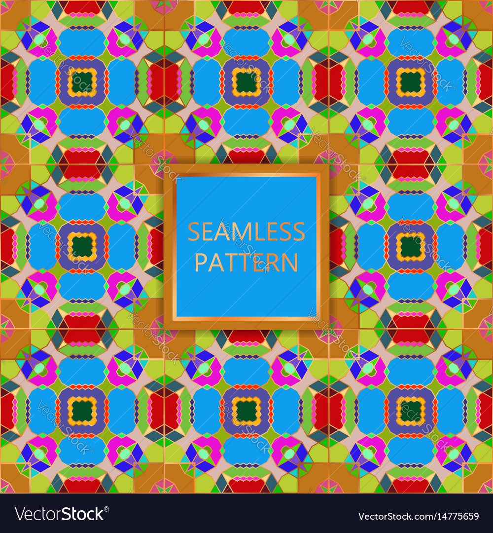 Bright colorful seamless pattern with golden Vector Image