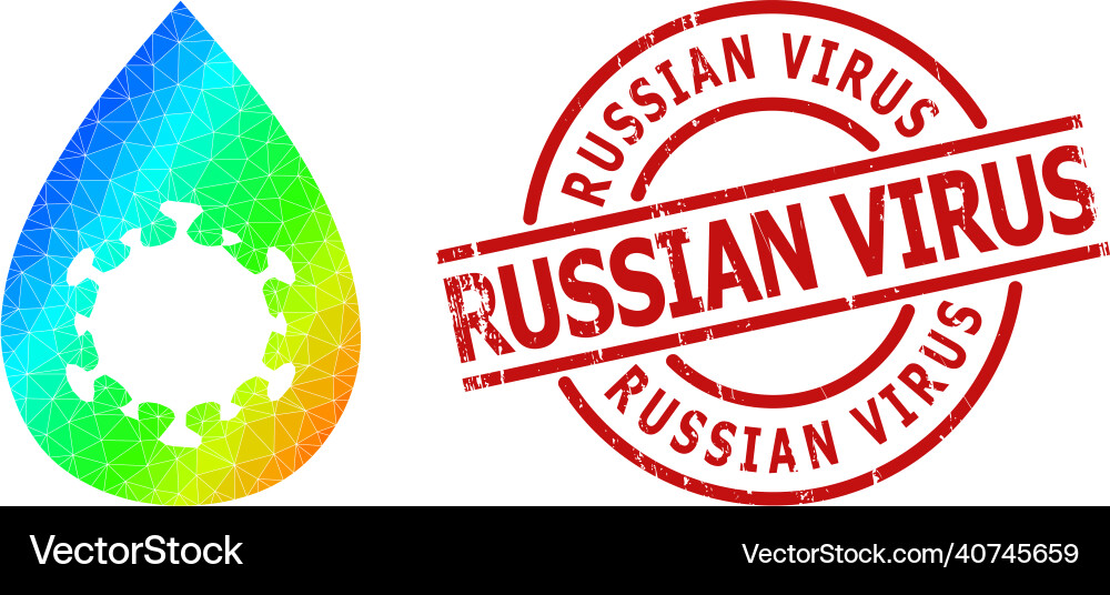 Distress russian virus badge and triangle filled Vector Image