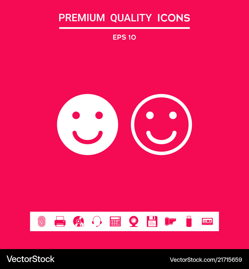 Smile icon happy face symbol for your web site Vector Image