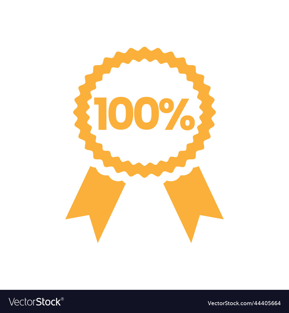 100 percent ribbon badge Royalty Free Vector Image