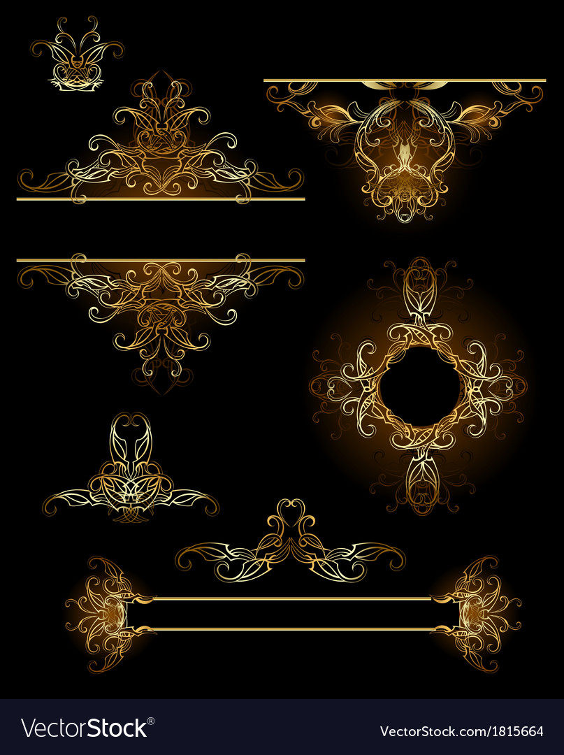 Design elements in gold Royalty Free Vector Image
