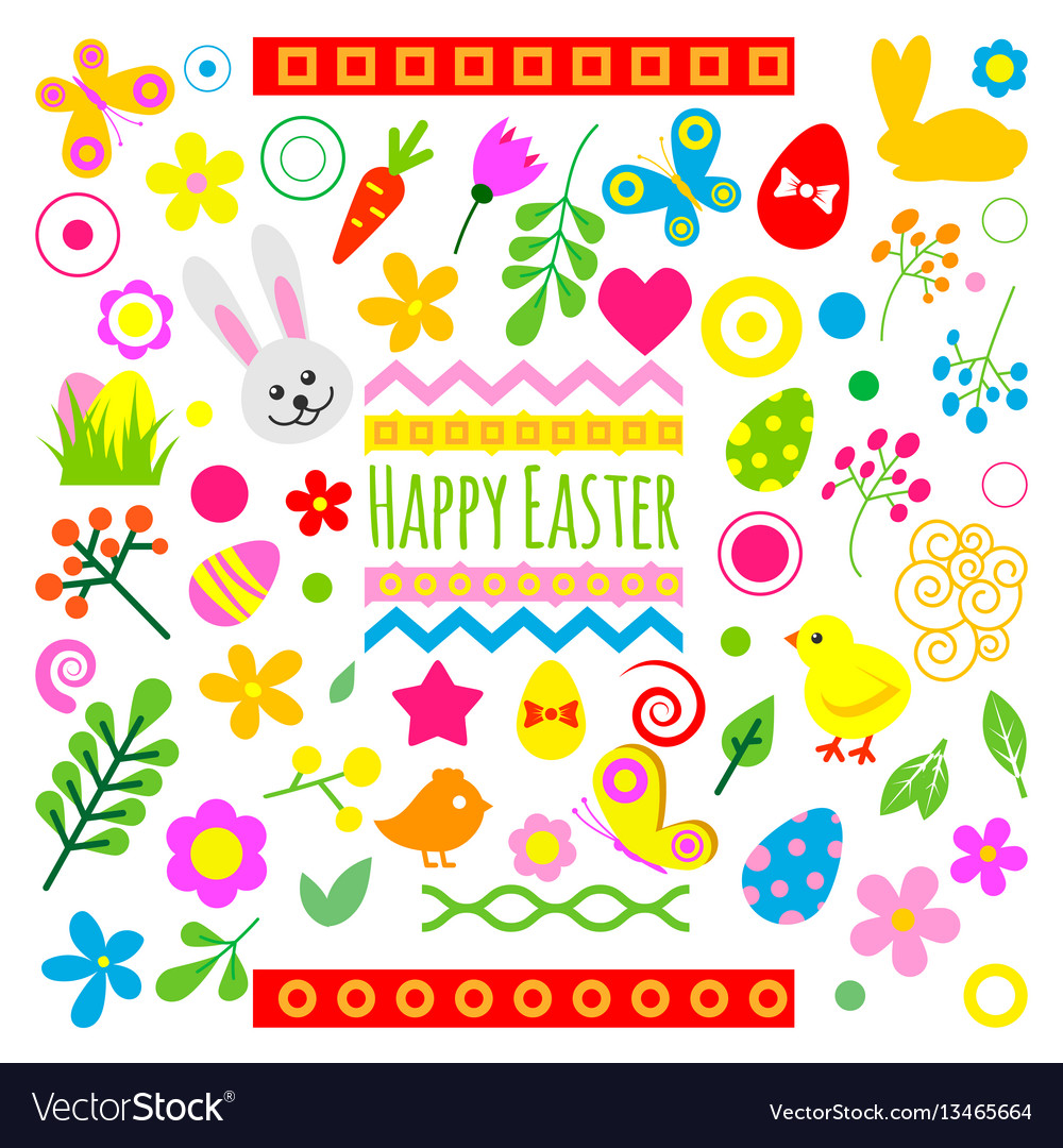 Easter Holiday Icons Royalty Free Vector Image