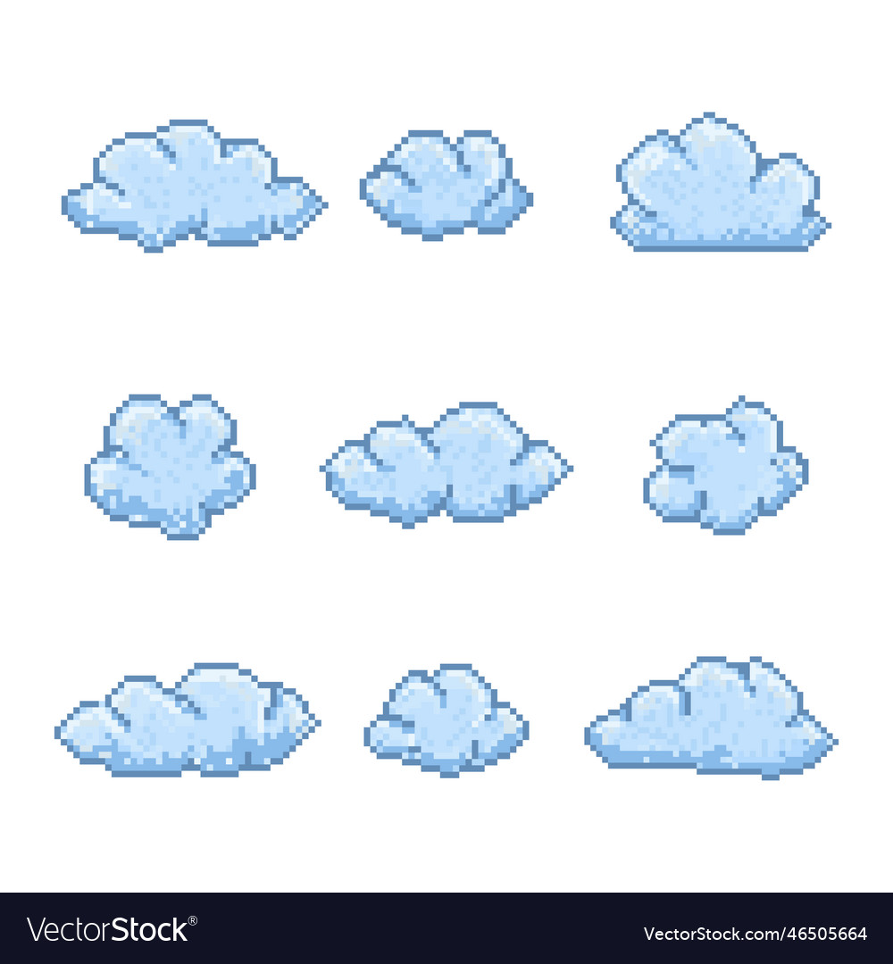 Flat Design Pixel Art Cloud Royalty Free Vector Image