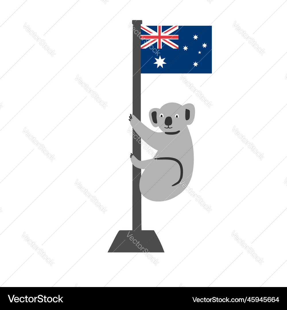 Koala with australian flag celebration isolated Vector Image