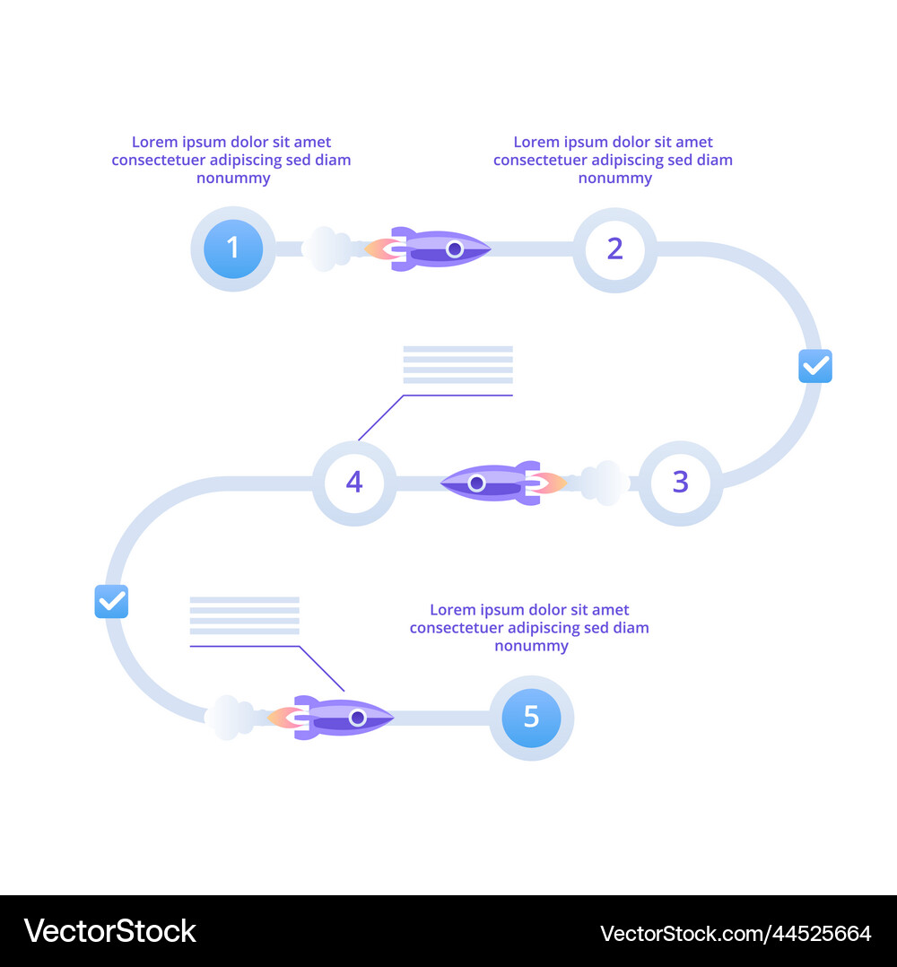 Startup project steps infographics flat Royalty Free Vector