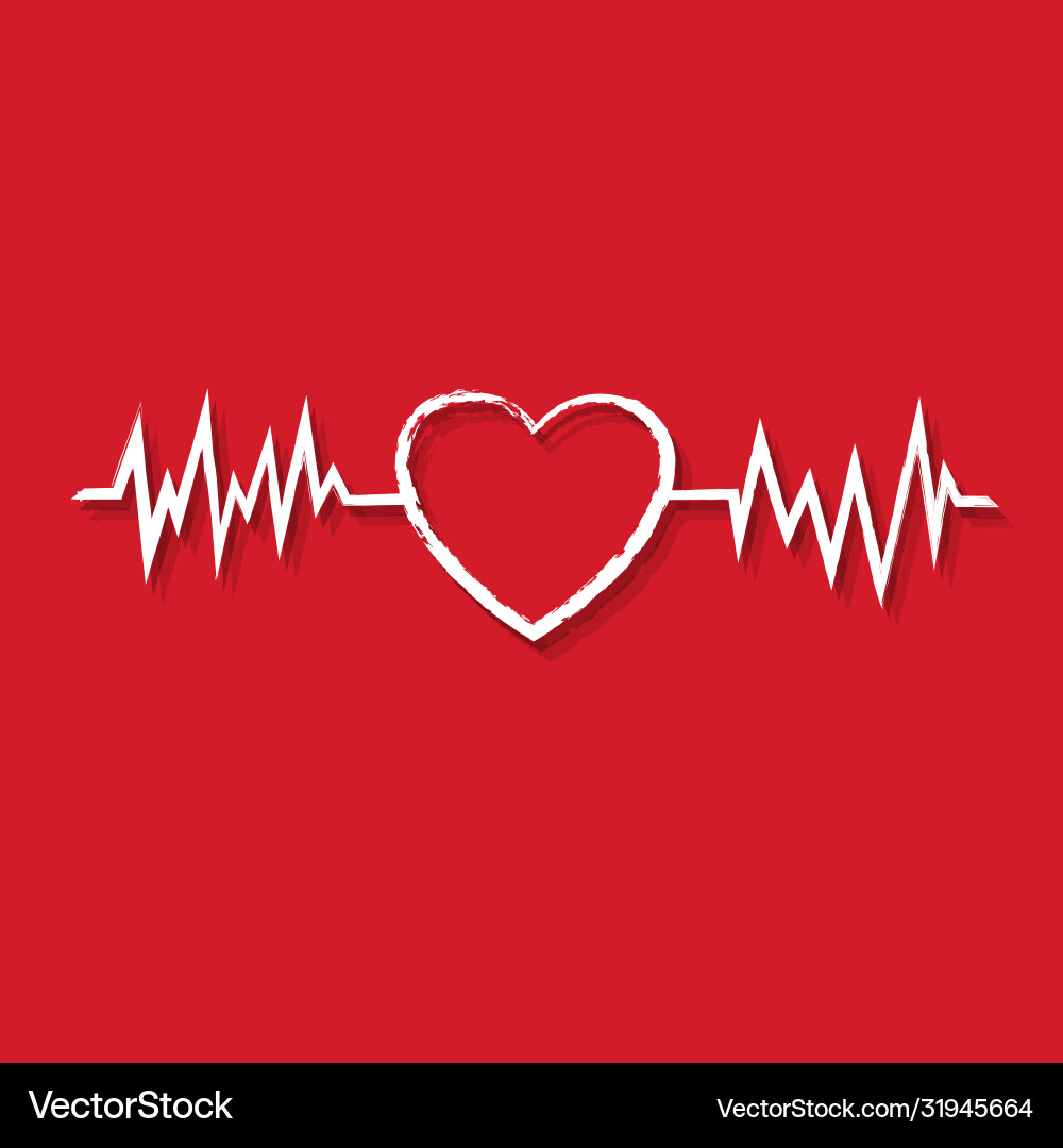 White heart symbol isolated red background Vector Image