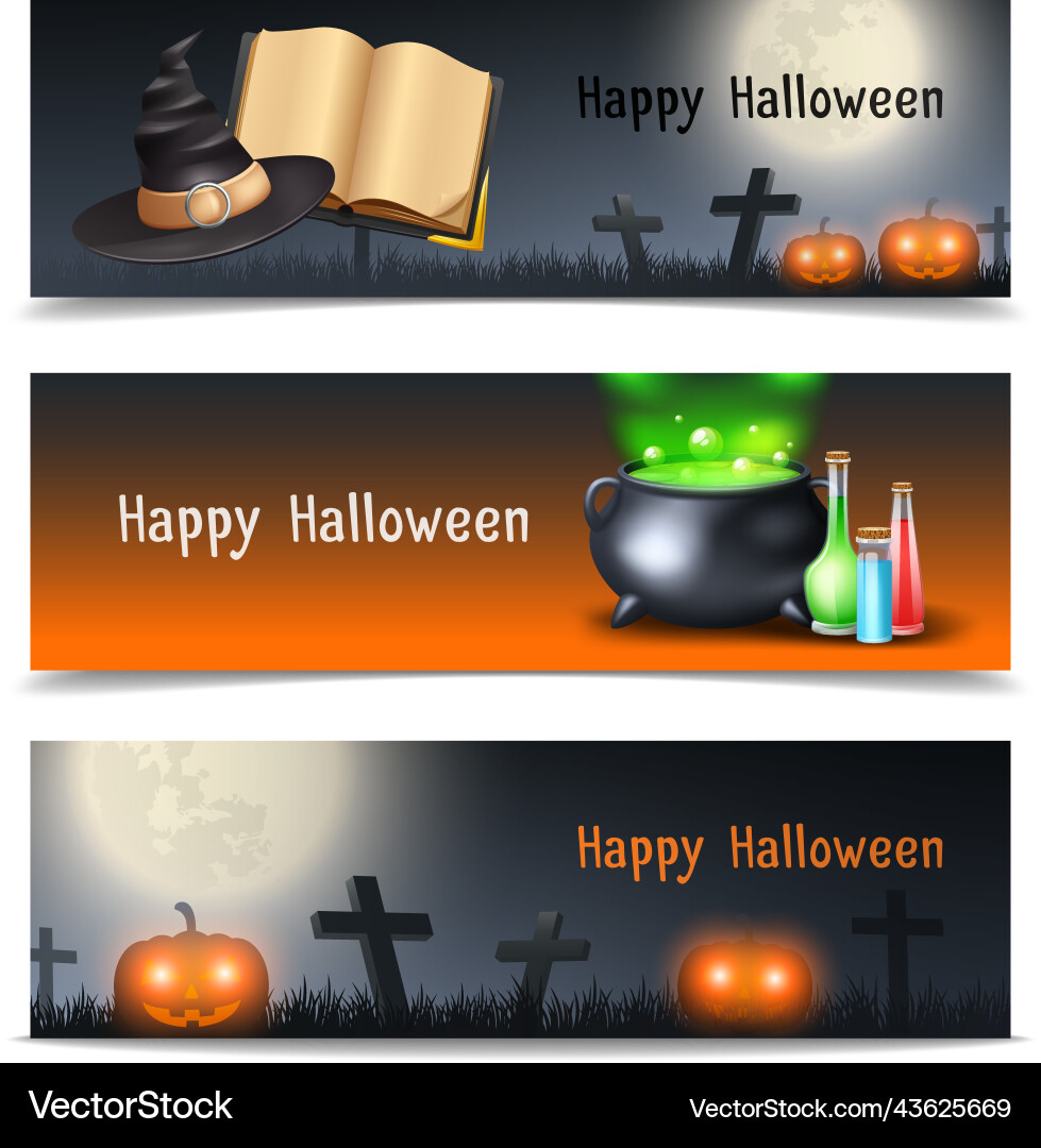 Halloween banner set Royalty Free Vector Image