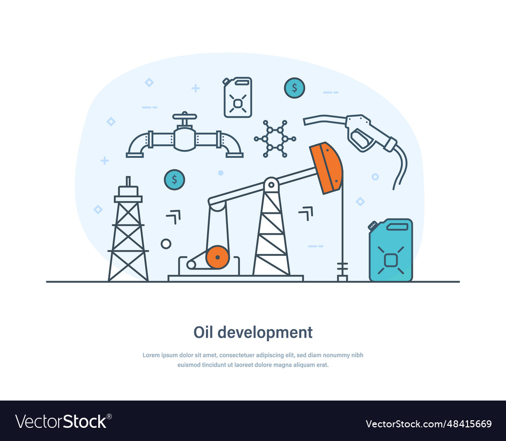 Oil development technological operations Vector Image