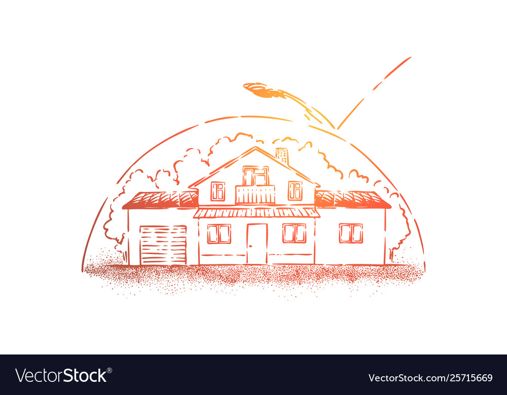 Protected house metaphor cottage under Royalty Free Vector