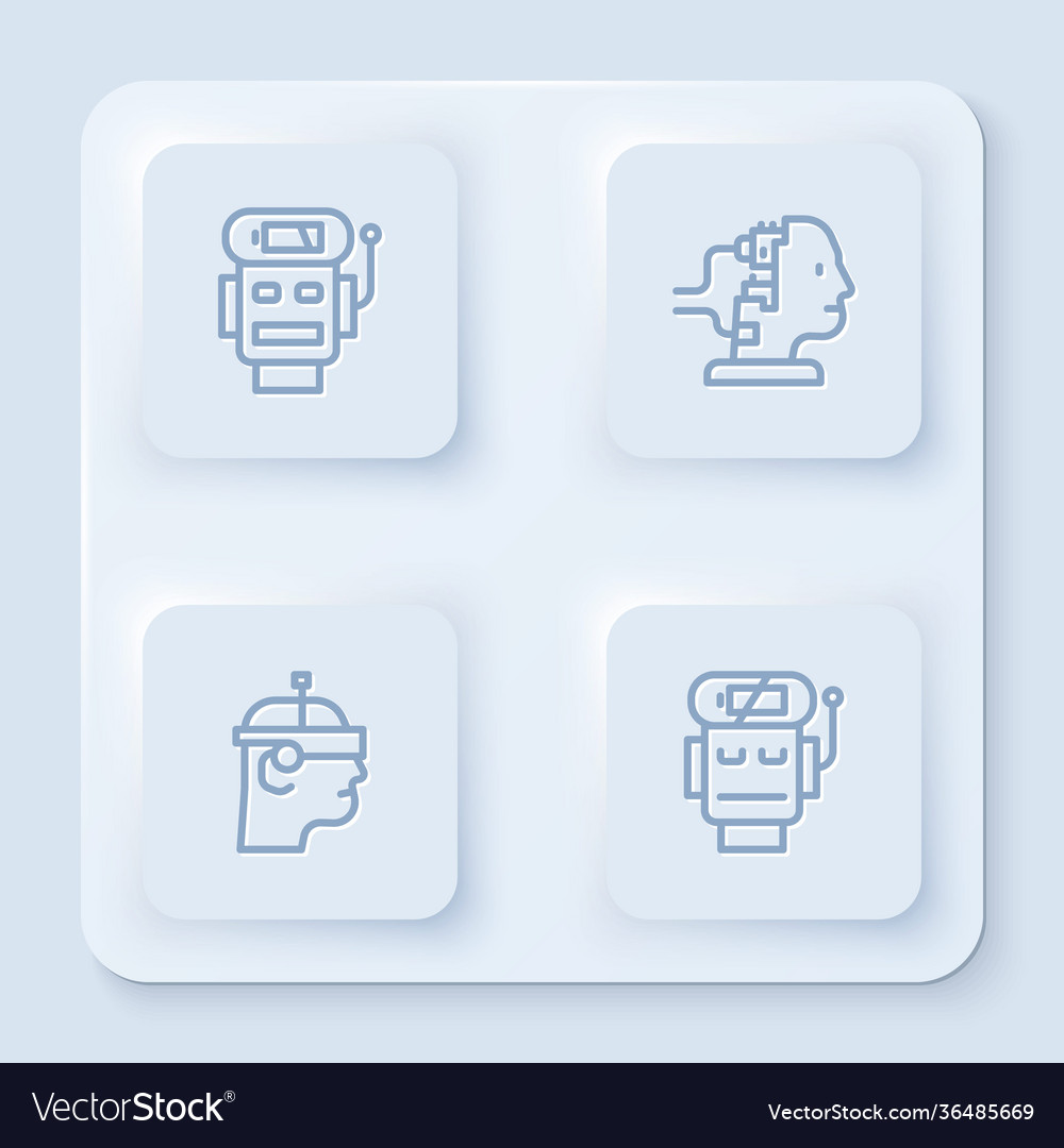 Set line robot low battery charge for maintenance Vector Image Set line robot low battery charge for maintenance Vector Image