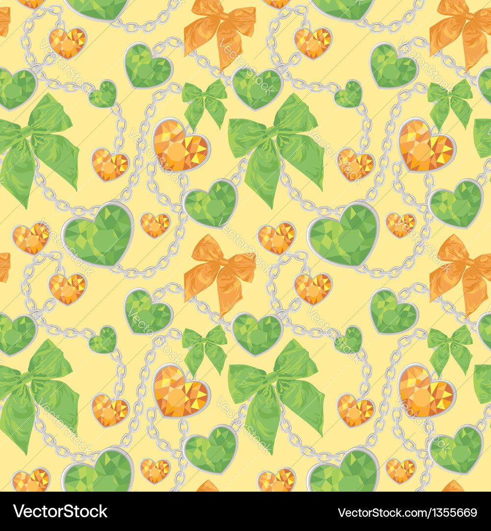 Shiny heart pendants hanging seamless pattern Vector Image