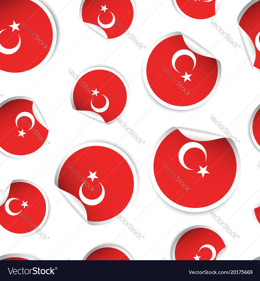 Turkey flag sticker seamless pattern background Vector Image