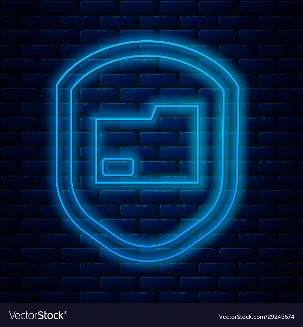 Glowing neon line document folder protection Vector Image