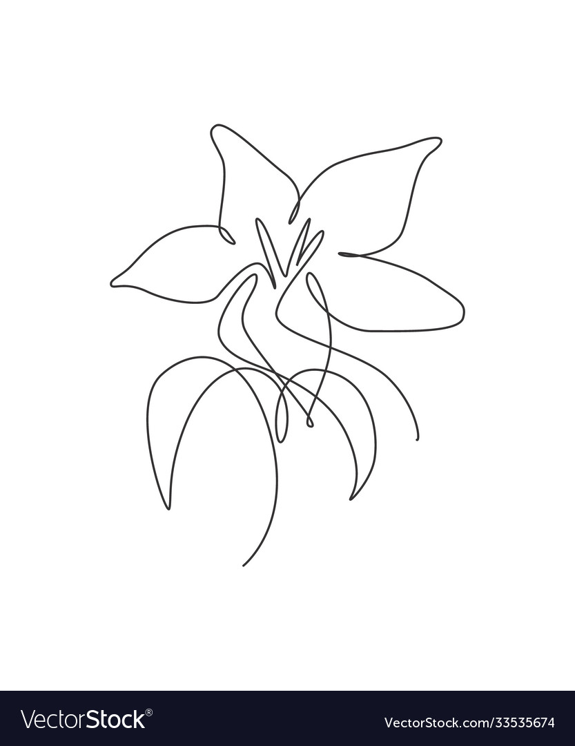 One Continuous Line Drawing Beautiful Abstract Vector Image
