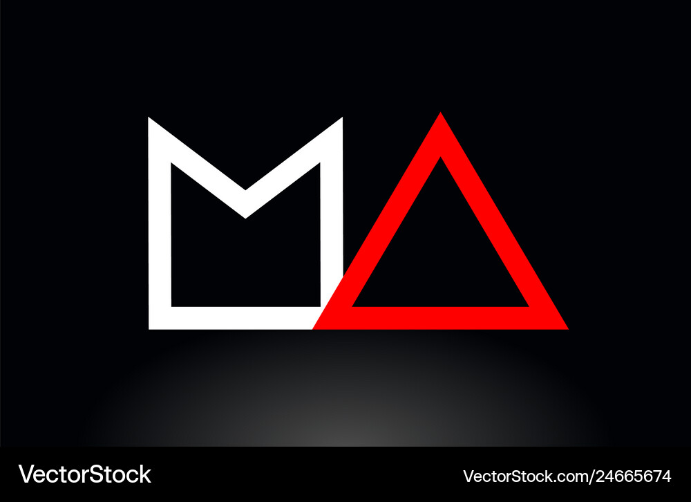 Red white alphabet letter ma m a combination Vector Image