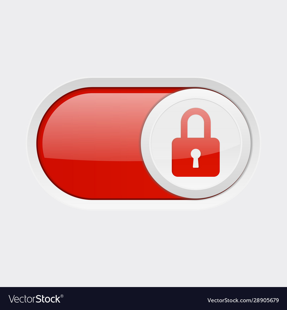 Closed button toggle switch red button Royalty Free Vector