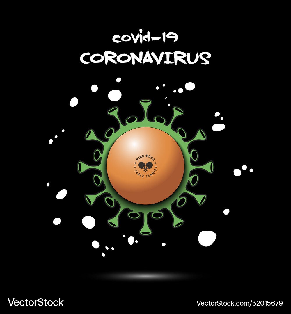 Coronavirus sign with ping-pong ball Royalty Free Vector