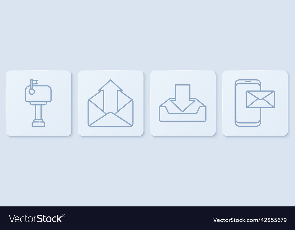 Set line mail box download inbox outgoing mail Vector Image Set line mail box download inbox outgoing mail Vector Image