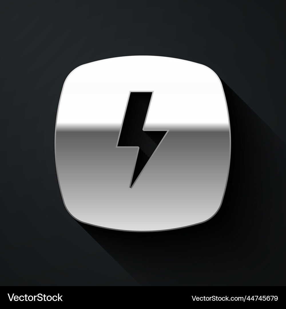 Silver lightning bolt icon isolated on black Vector Image