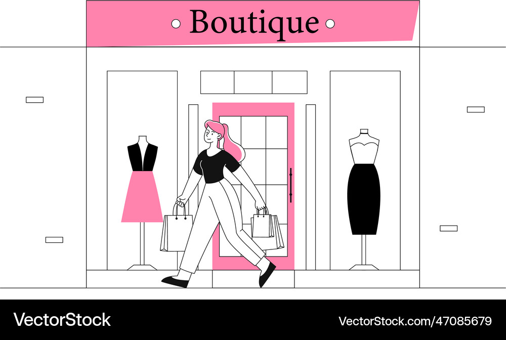 Woman in boutique Royalty Free Vector Image - VectorStock
