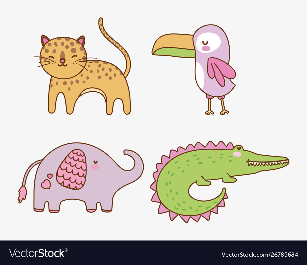 Cute animals cartoon flat design Royalty Free Vector Image