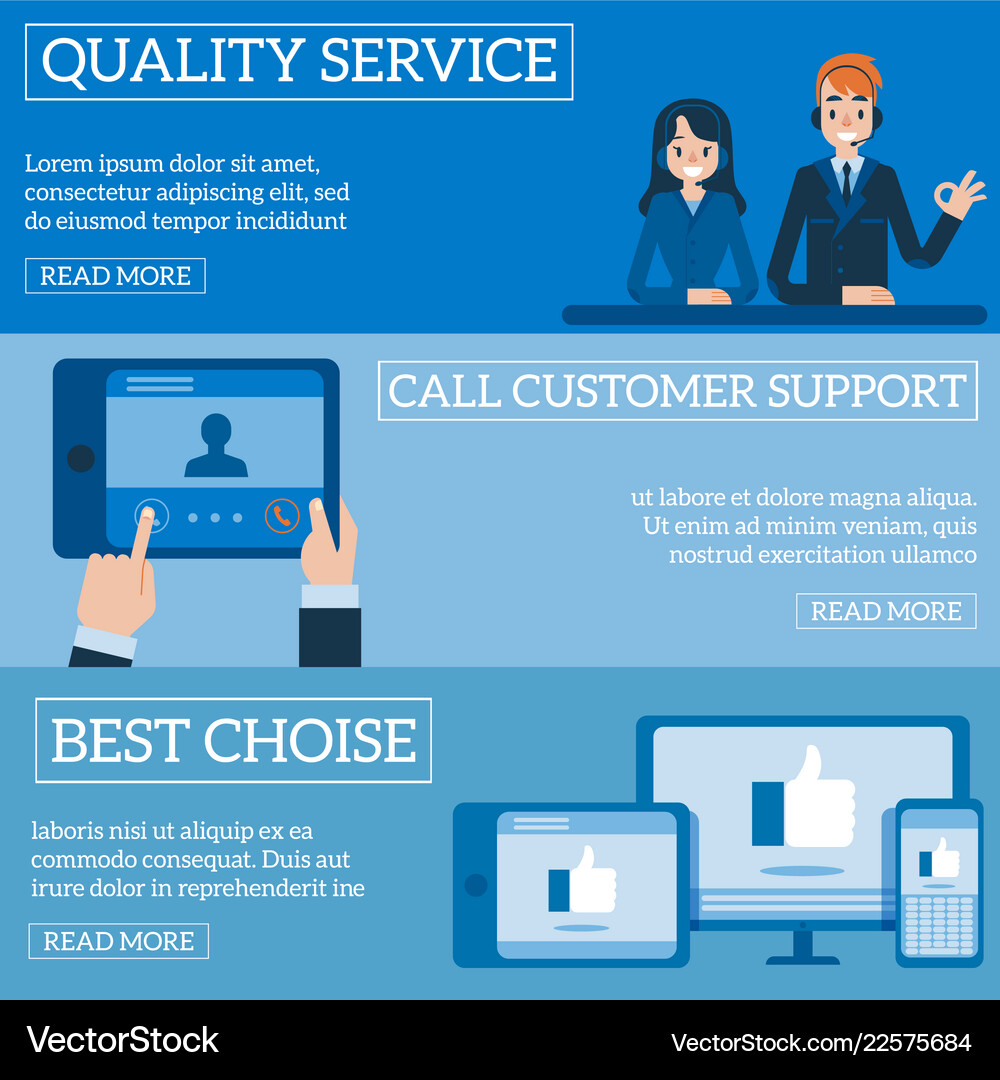 Hotline support and online assistants set Vector Image
